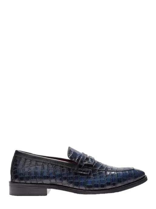 CARLOS SANTANA Nocturne Penny Loafer - Navy Croco Print