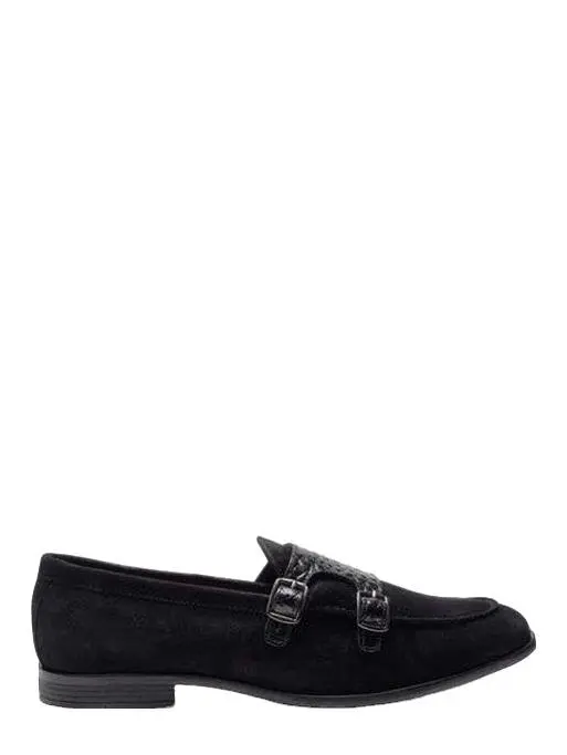 CARLOS SANTANA Virtuoso Double Monk Loafer - Black Croco Print