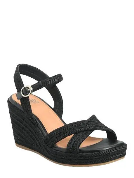 SOFFT Newbury Espadrille Ankle Strap Platform Wedge Sandal - Black