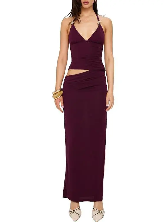 Princess Polly Imeraldia Cutout Halter Maxi Dress - Currant