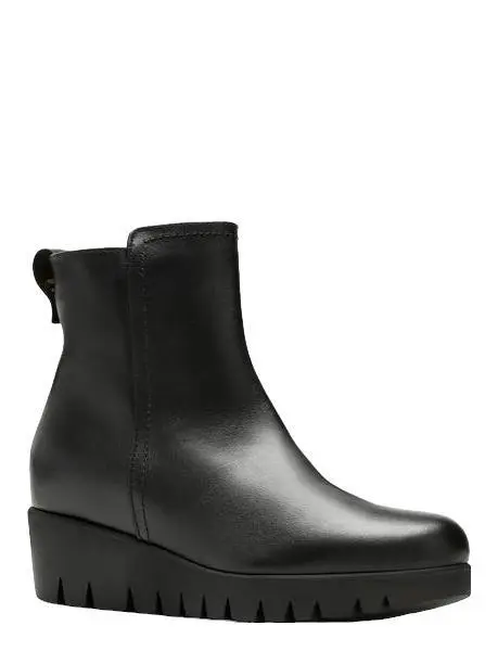 La Canadienne Teagan Waterproof Platform Wedge Bootie - Black Leather