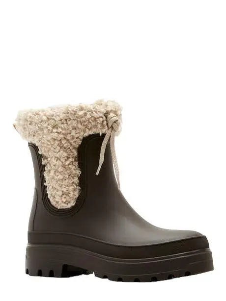 La Canadienne Peak Faux Shearling Winter Boots - Brown Rubber