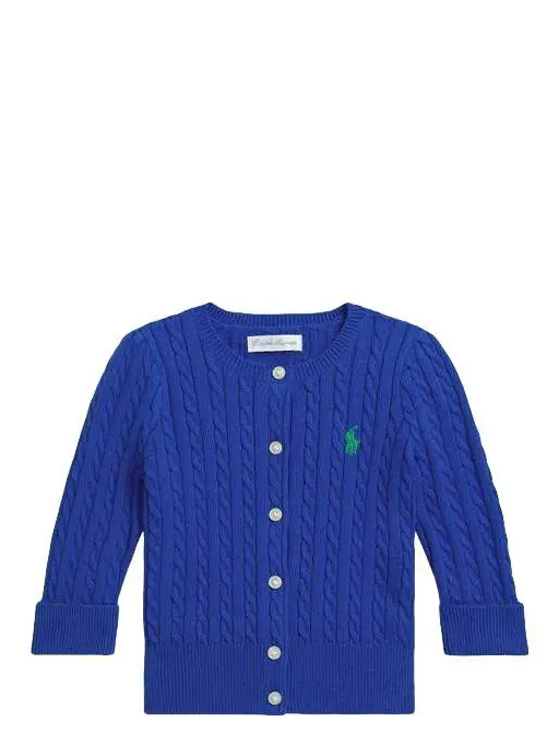 Ralph Lauren Mini Cable Knit Cotton Sweater - New Sapphire/cruise Green