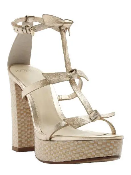 ALEXANDRE BIRMAN Slim Lolita Raffia Platform Sandal - Golden