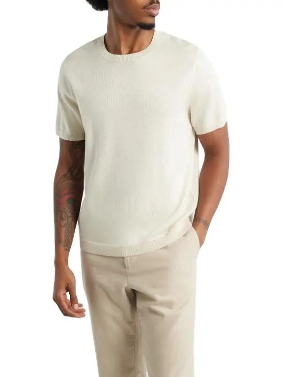 OPEN EDIT Short Sleeve Crewneck Sweater - Ivory Dove