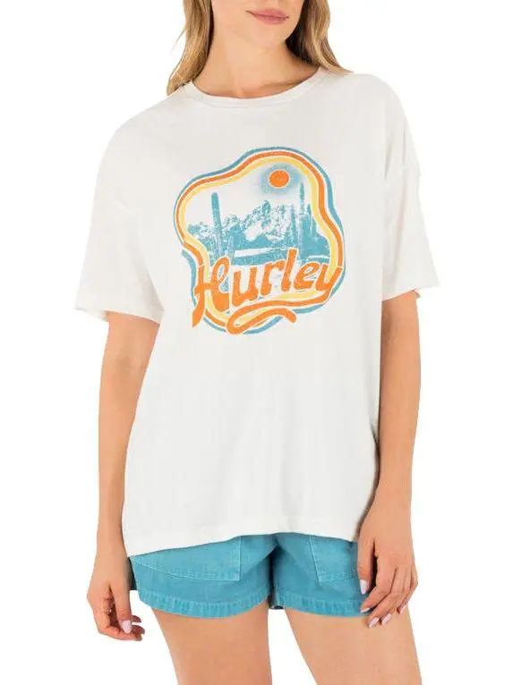 Hurley Scenic View Oversized Cotton Graphic T-shirt - Tofu