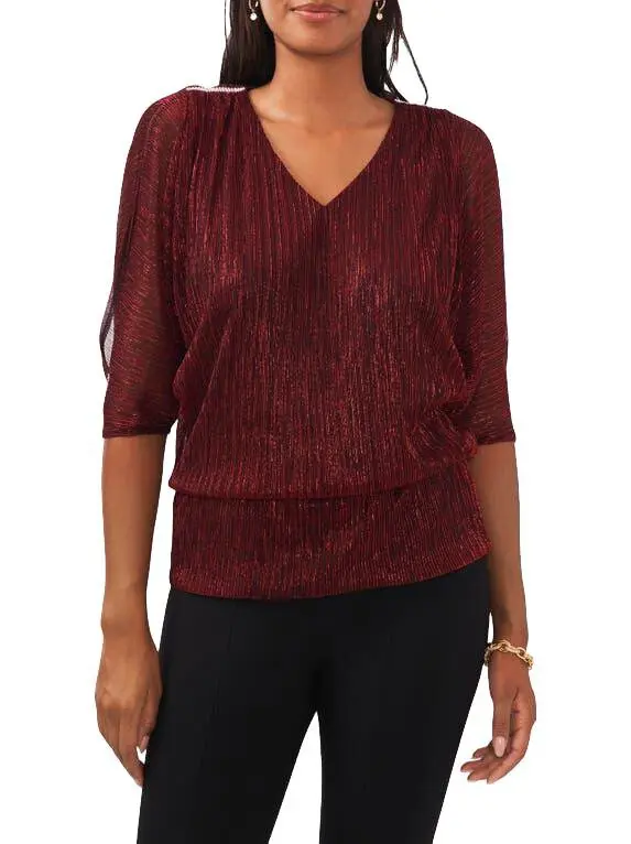 Chaus Metallic Split-sleeve Top - Red/black 607
