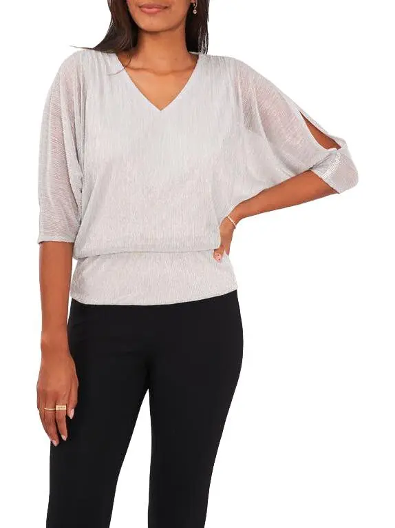 Chaus Metallic Split-sleeve Top - Silver 040