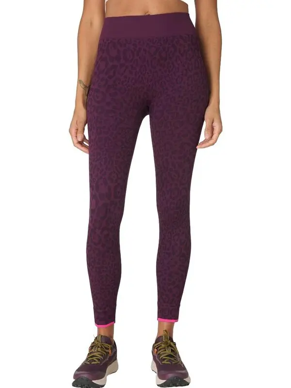 Sweaty Betty Animal Base Layer Leggings - Purple Leopard Jacquard