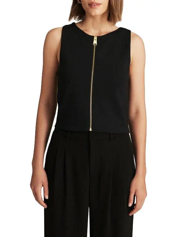 MAVI Front Zip Sleeveless Crop Top - Black