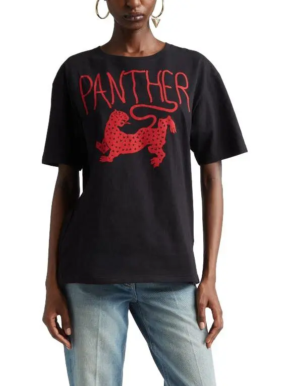 Valentino Garavani Panther Graphic T-shirt - Black/red