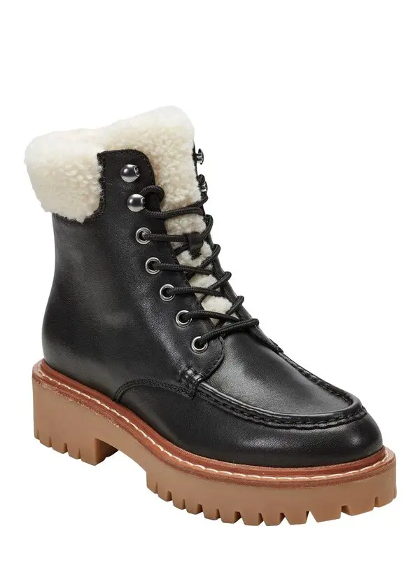 Marc Fisher Nallie Faux Shearling Boots - Black