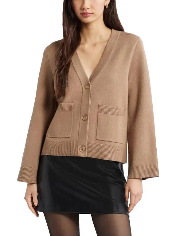 OPEN EDIT Wide Sleeve Cardigan - Tan Portabella