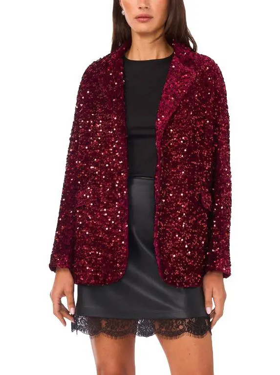 Vince Camuto Sequin Relaxed Blazer - Crimson