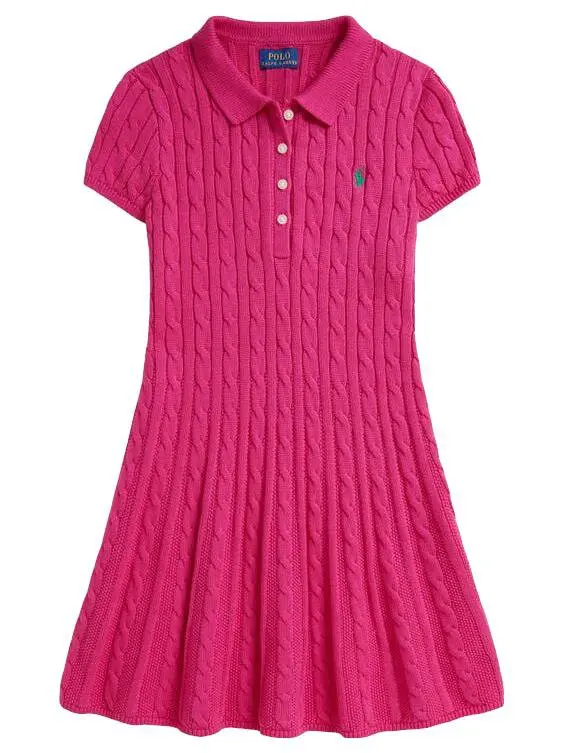 Polo Ralph Lauren Cotton Cable Knit Sweater Dress - College Pink