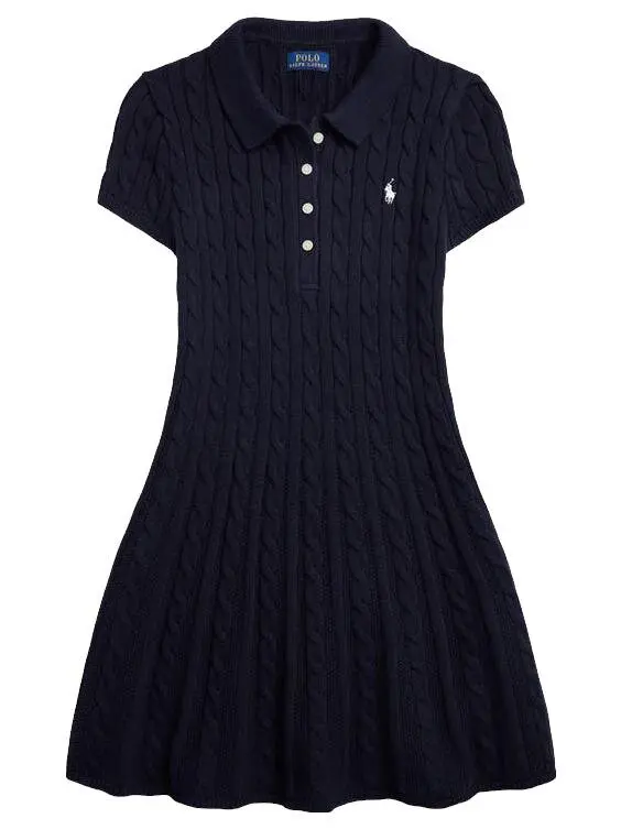 Polo Ralph Lauren Cotton Cable Knit Sweater Dress - Navy