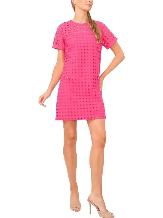 CECE DUPRAZ Circle Eyelet Shift Dress - Pink Taffy