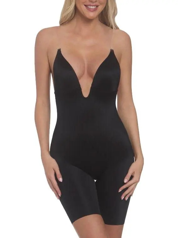DOMINIQUE INTIMATES Unity U Plunge Low Back Thigh Shaping Bodysuit - Black