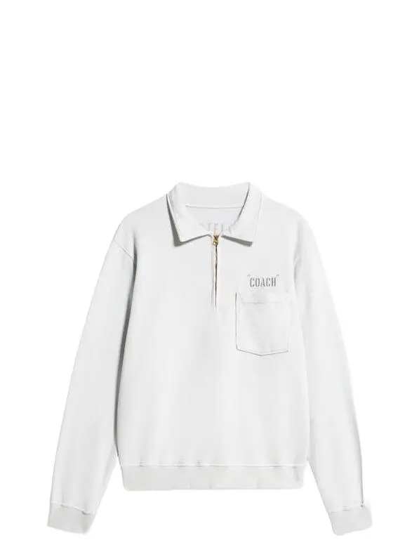 FORTELA Yale Brushed Jersey Quarter Zip Sweatshirt - Ice