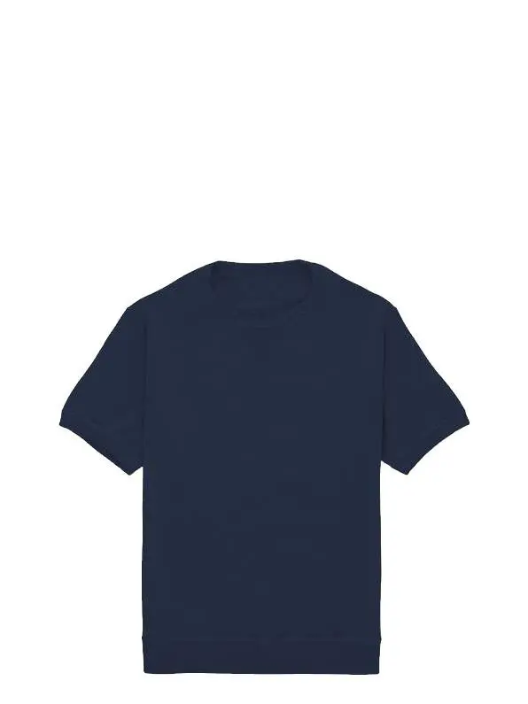 FORTELA Brushed Jersey Short Sleeve Sweatshirt - Navy Blue