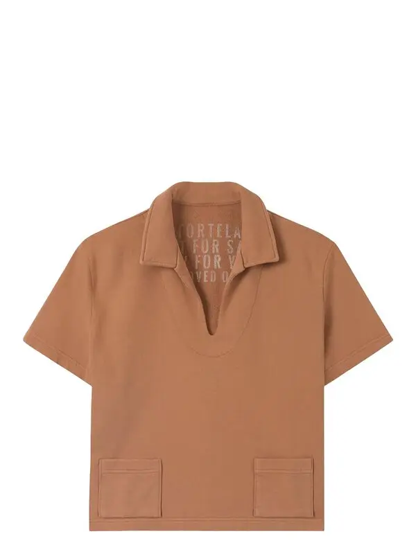 FORTELA Grand Brushed Jersey V-neck Sweatshirt - Camel