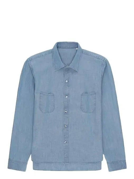 FORTELA Liam Cotton Chest Pocket Shirt Stondato - Light Blue