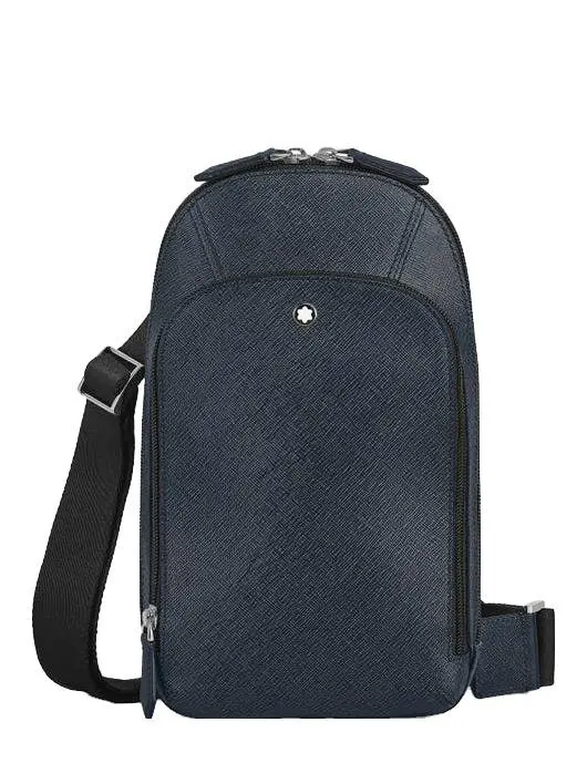 Montblanc Sartorial Convertible Leather Sling Bag - Tweed Blue
