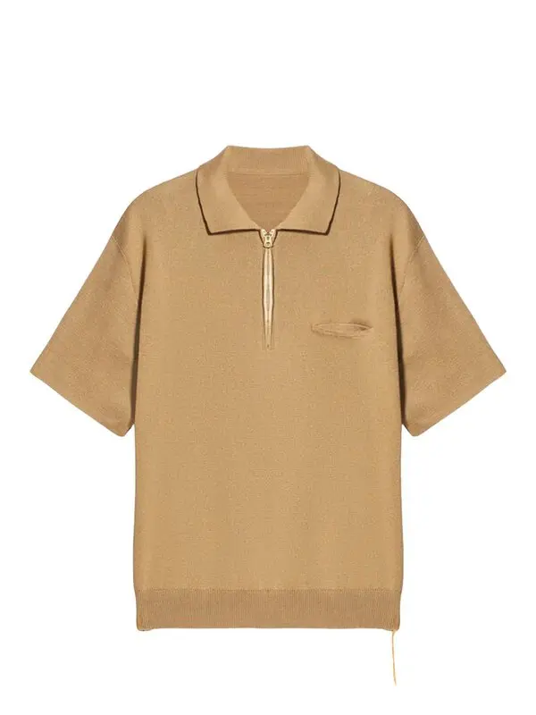 FORTELA Laight 3/4 Zip Short Sleeve Polo - Camel
