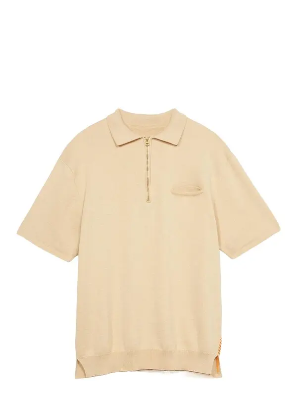 FORTELA Laight 3/4 Zip Short Sleeve Polo - Ecru
