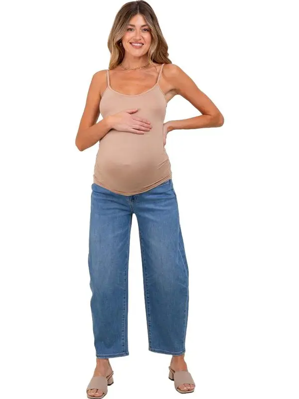 PINKBLUSH Classic Wash Barrel Leg Maternity Jeans - Blue