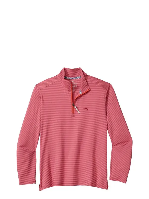 Tommy Bahama Costa Wave Islandzone® Seersucker Half Zip Pullover - Wild Geranium