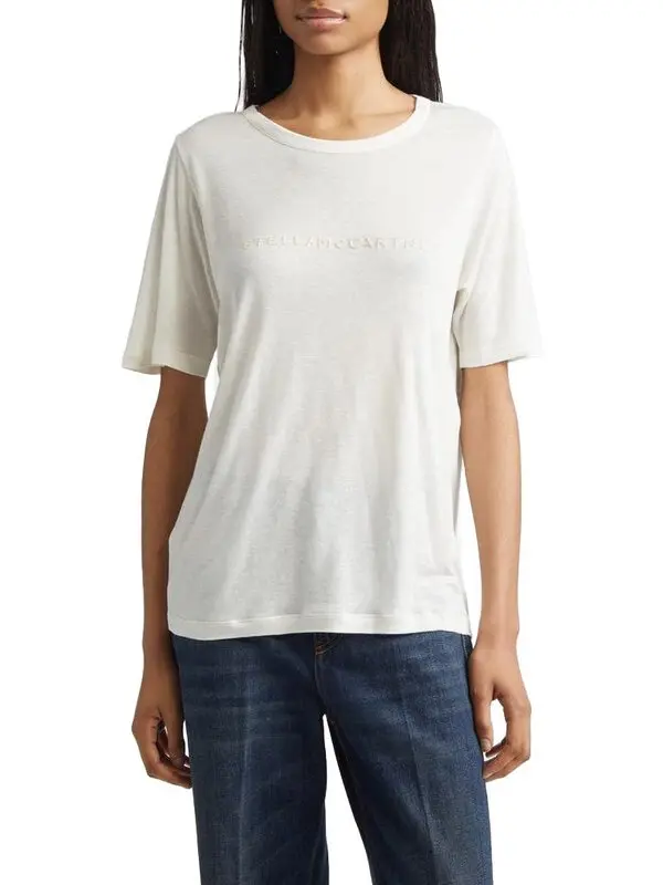 Stella McCartney Beaded Logo T-shirt - Cream