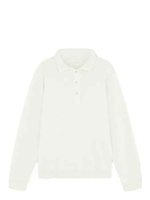 FORTELA Hunting Long Sleeve Fleece Jersey Polo Shirt - Off White
