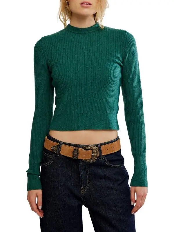 Free People Ever After Ribbed Knit Sweater - Rainforest