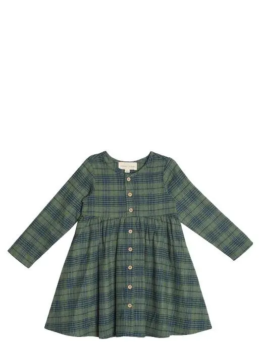 MABEL + HONEY Plaid Dress With Button Detail - Green