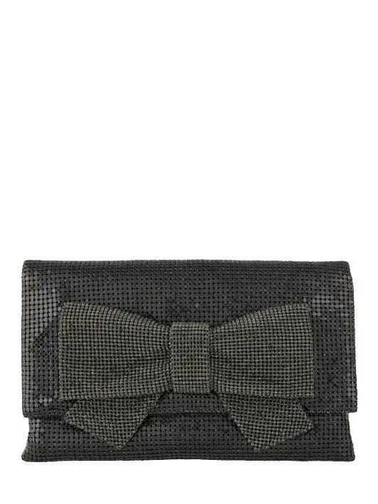 WHITING & DAVIS Gemma Crystal Bow Clutch - Black