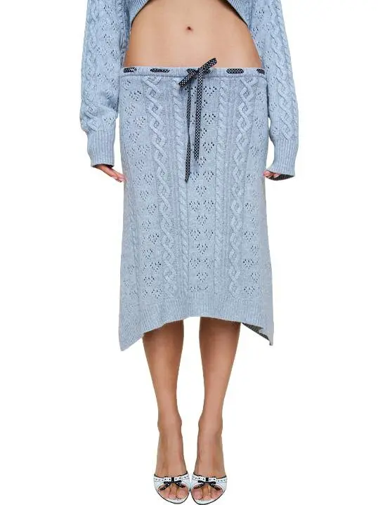 GUIZIO Wool Cable Knit Skirt - Heather Grey