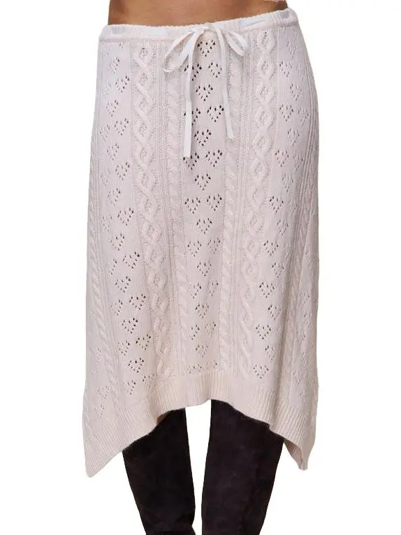 GUIZIO Wool Cable Knit Skirt - Snow White