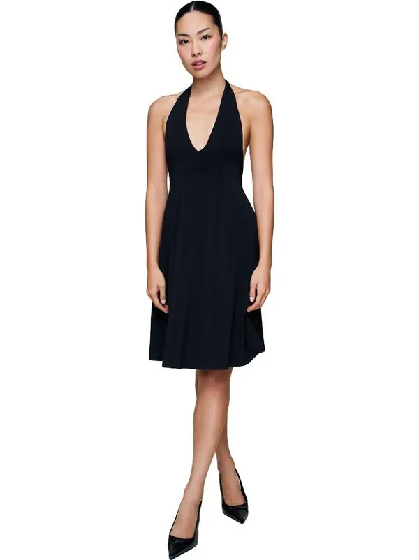 GUIZIO Halter A-line Dress - Black