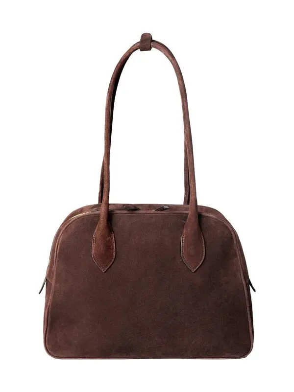 HYER GOODS Leather Autostrada Laptop Tote Bag - Chocolate Suede