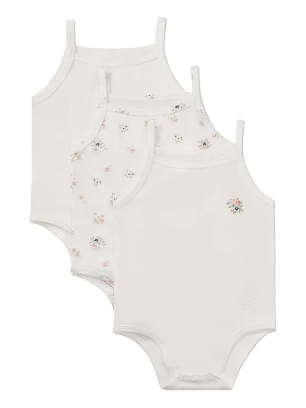 MINIMOI 3-pair Baby Combed Cotton Bodysuits - Winter White Multi