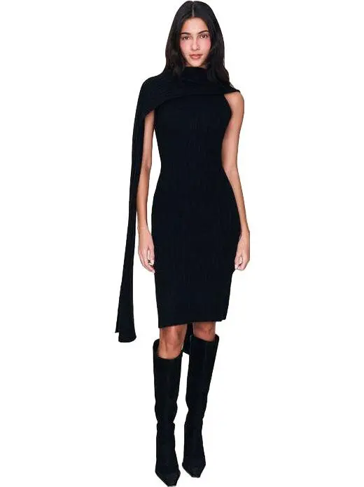 GUIZIO Hooded Knit Dress - Black