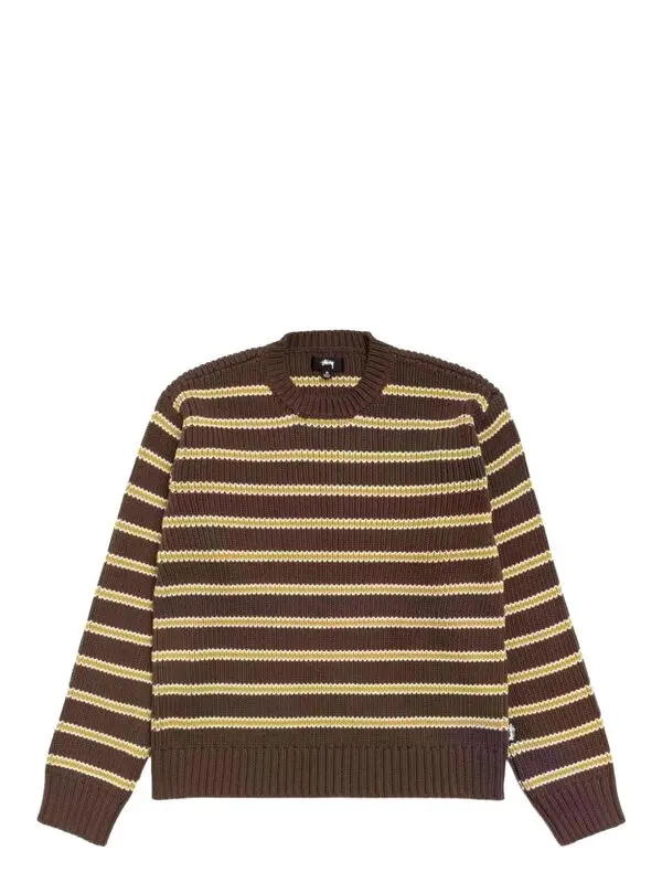 StÜssy Striped Crew-neck Sweater - Brown