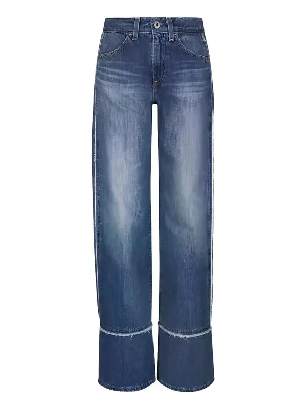 Ag Adria Paneled Frayed Jeans - Blue