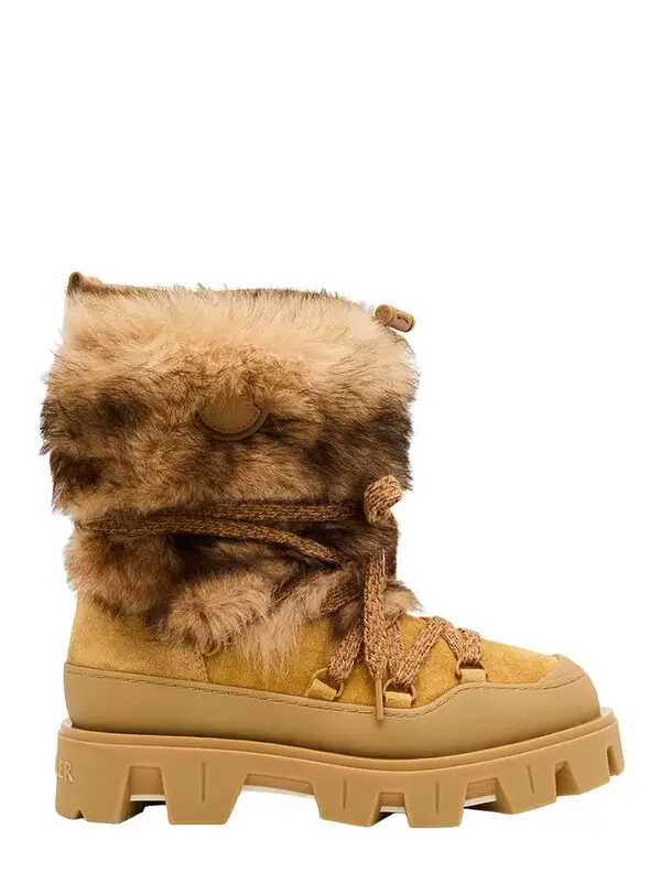 Moncler Peak Apres Suede And Shearling Ankle Boots - Butternut