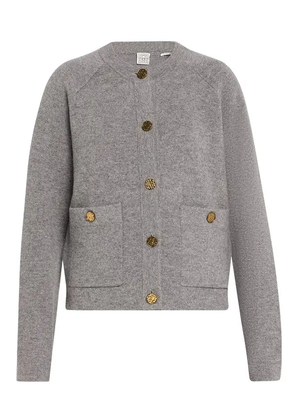 TOTEME Cashmere-wool Hammered Button Cardigan - Grey Melange