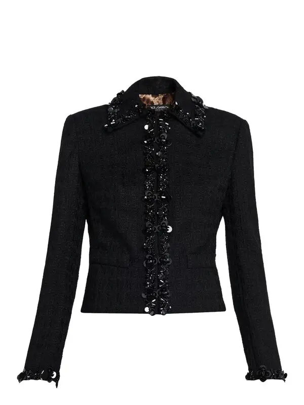 Dolce & Gabbana Short Sequined Stretch Jacket - Black