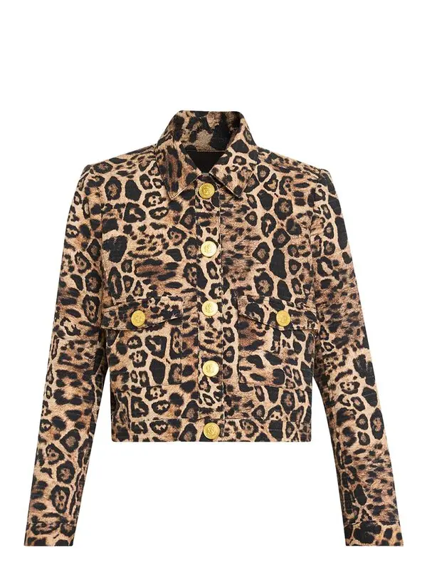 L'Agence Nyx Leopard Tweed Jacket - Brown Multi Patch