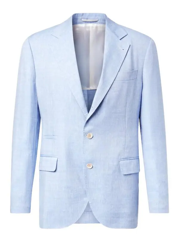 Brunello Cucinelli Linen And Wool Blazer - Blue