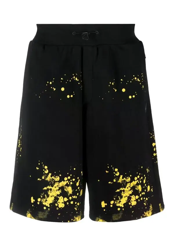 PLEIN SPORT Paint Splatter Track Shorts - Black